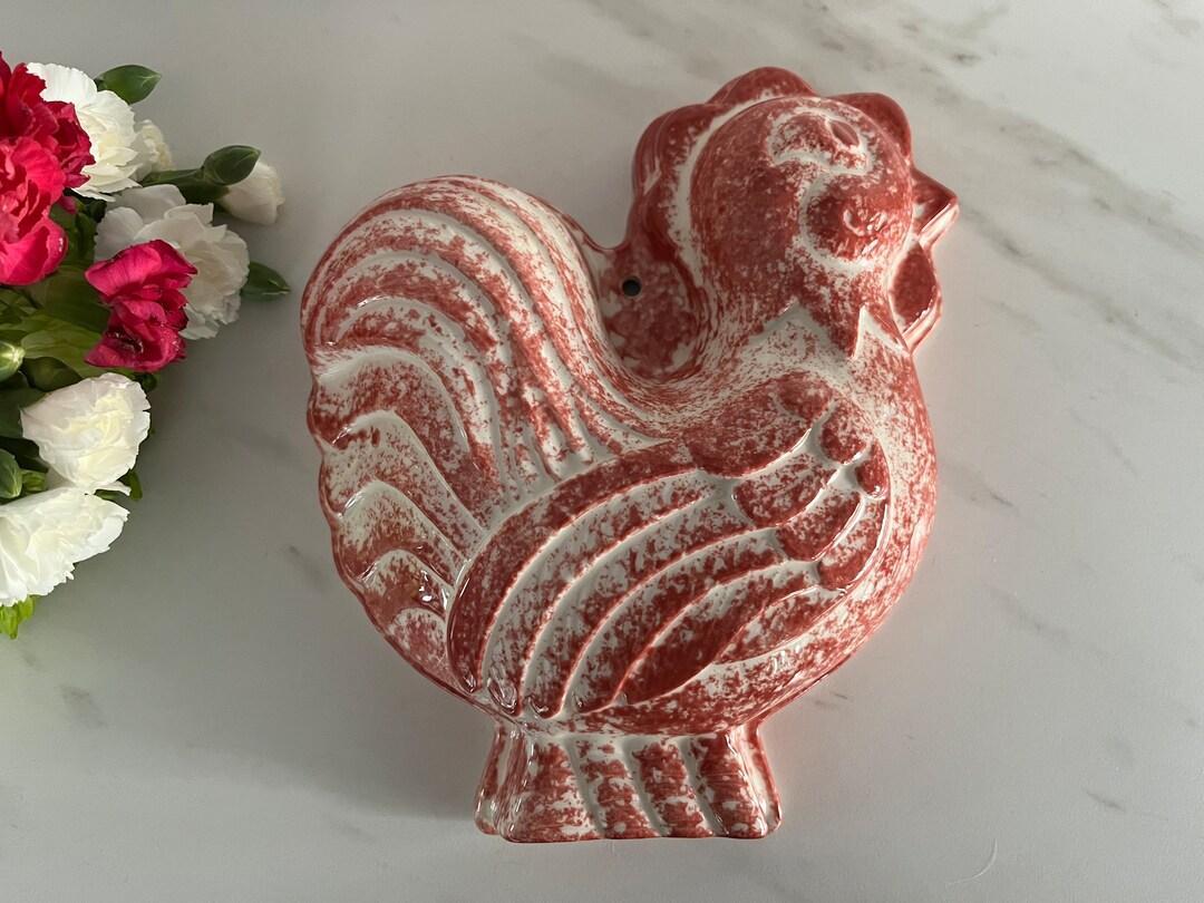 Rooster Chicken Mann Mold Saratoga Red Sponge Ware Ceramic Rooster Mold ...