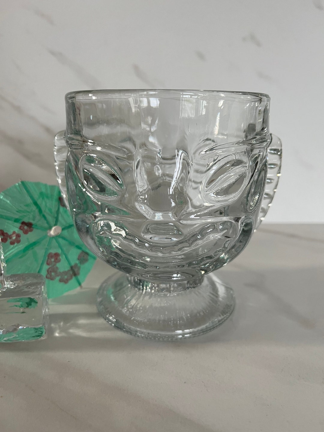 Souvenir Vintage Tiki Clear Glass. Two Faced Tiki Smile and - Etsy