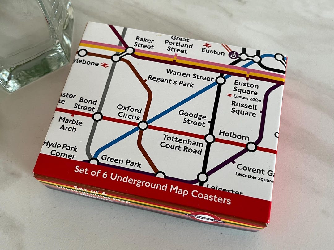Londons Underground Map Cork Bottom Coaster Set. Londons Underground ...