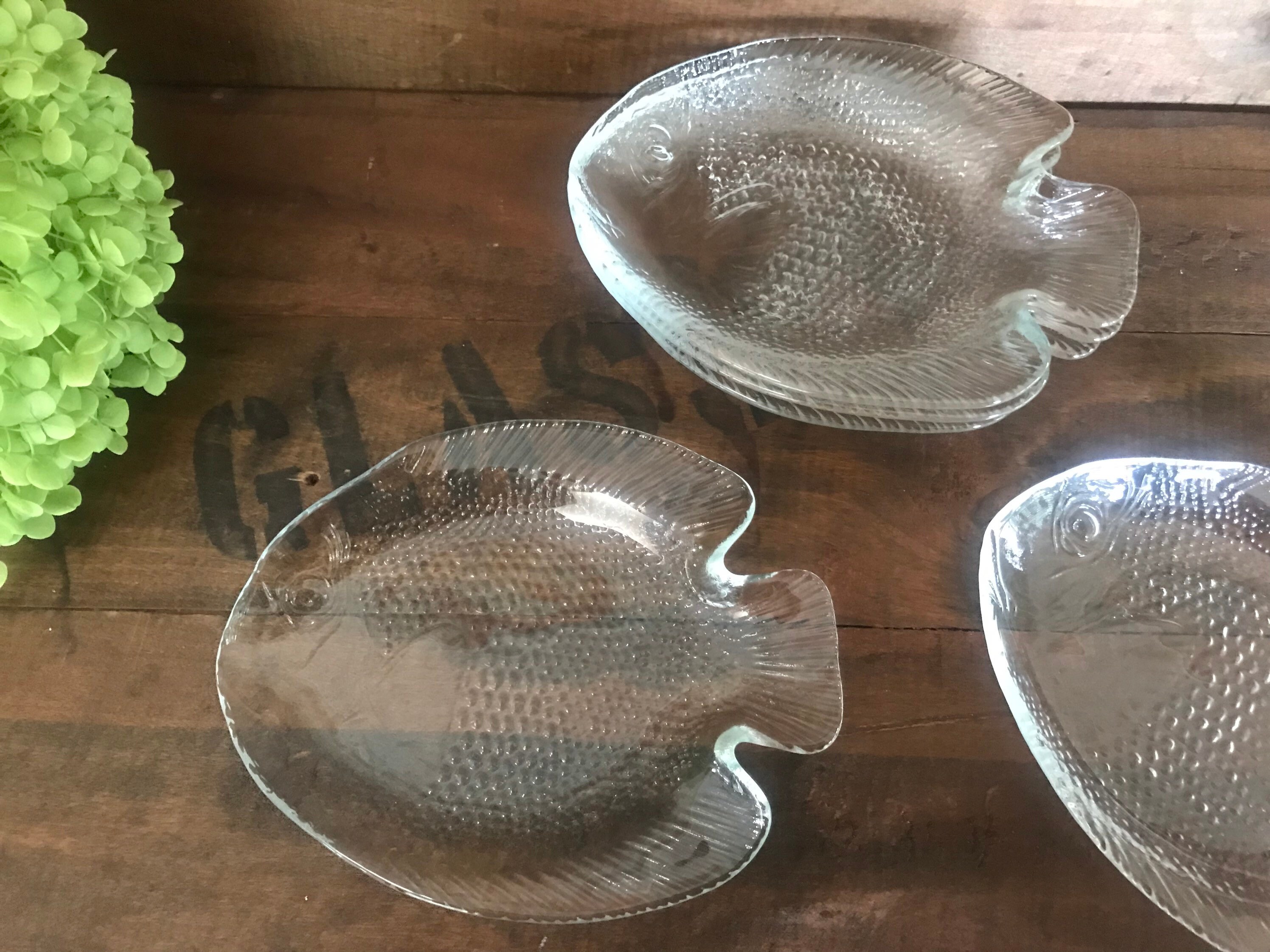 Vintage American Glass Clear Glass Fish shaped Snack Dishes. | Etsy