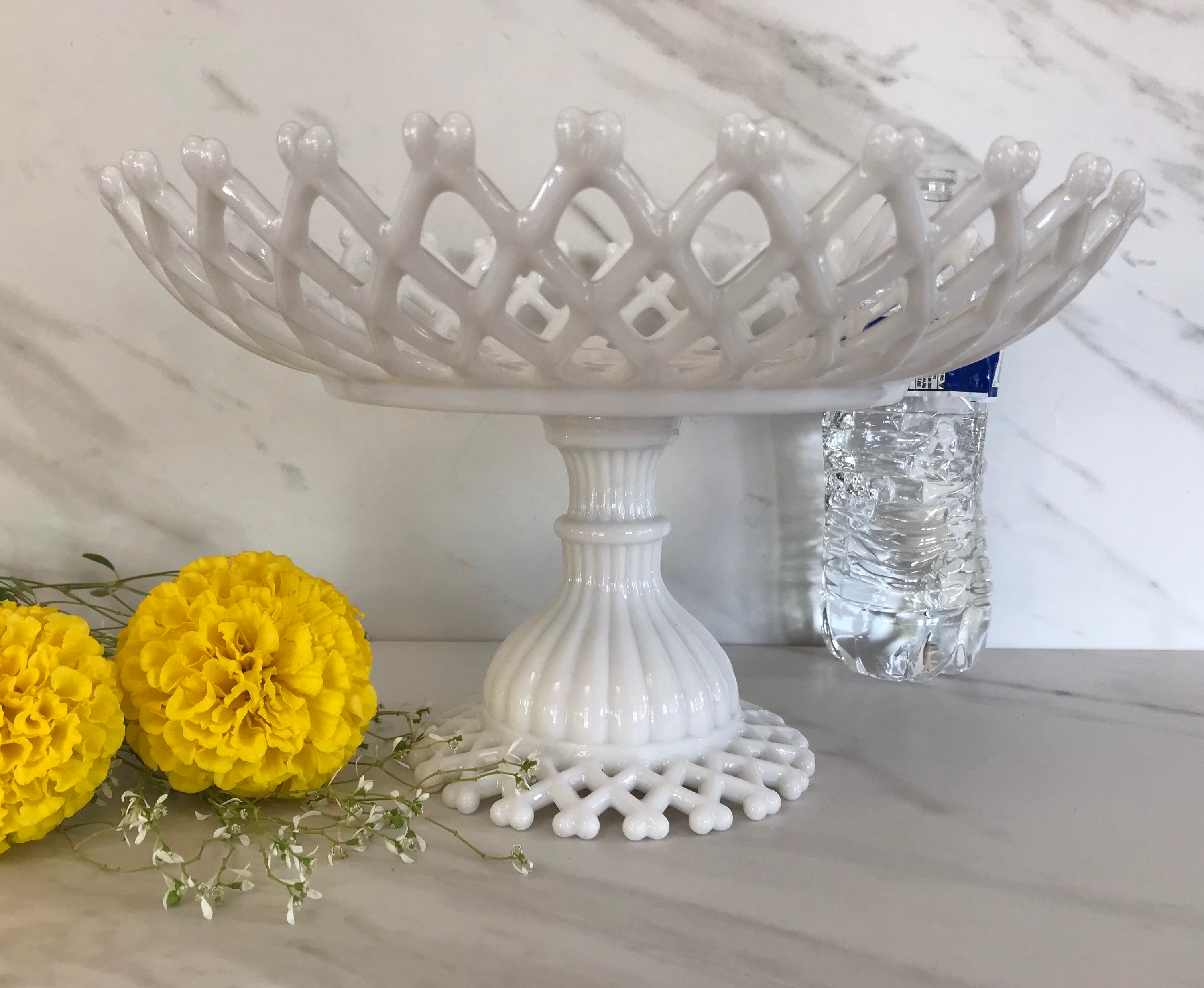 Antique Westmoreland Glass open Lattice Milk Glass Fruit | Etsy