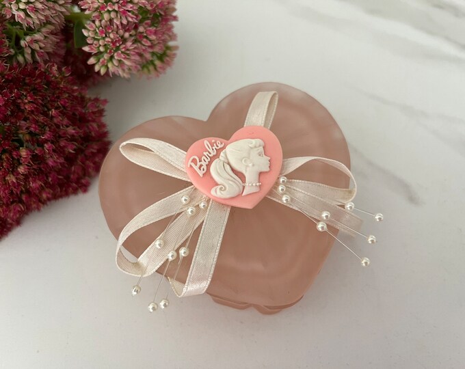 Mattel Barbie Pink Satin Covered Heart Dish. Original Sticker on Bottom ...