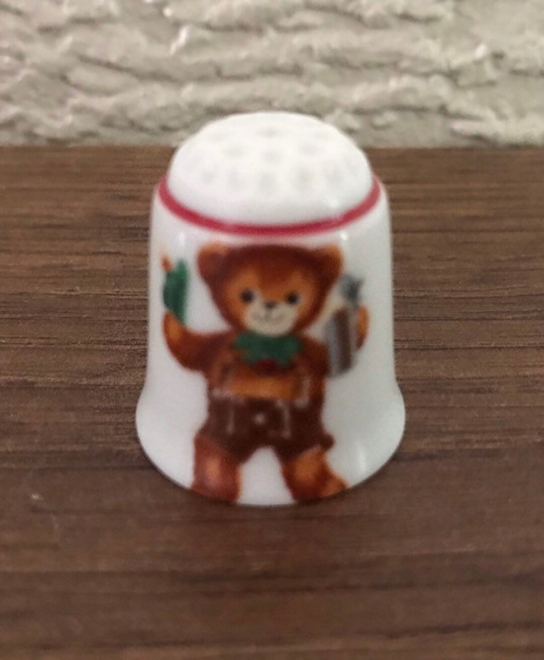 Thimble Vintage German Porcelain Thimble With Hand Painted Teddy Bear ...