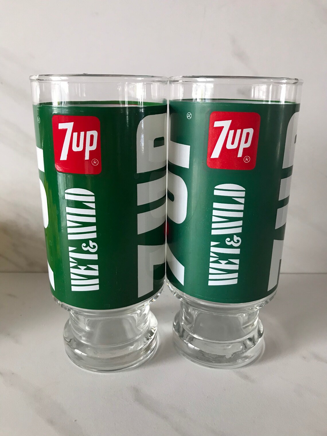 Vintage Footed 7 Up Pop Can Glass 7 Up The UnCola green and - Etsy Italia
