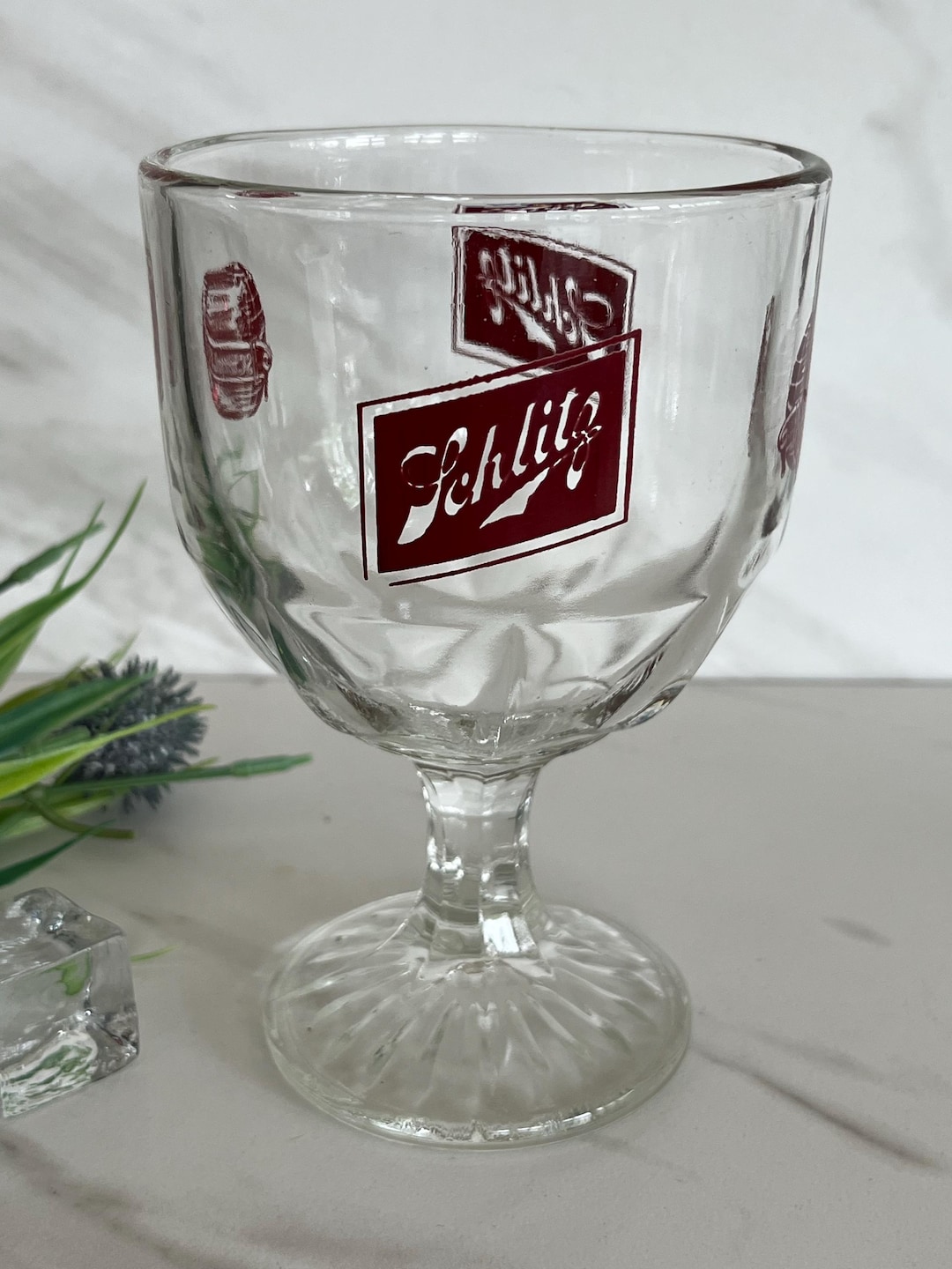 Schlitz Classic Schlitz Beer Pedestal Goblet Beer Glass Bartlett