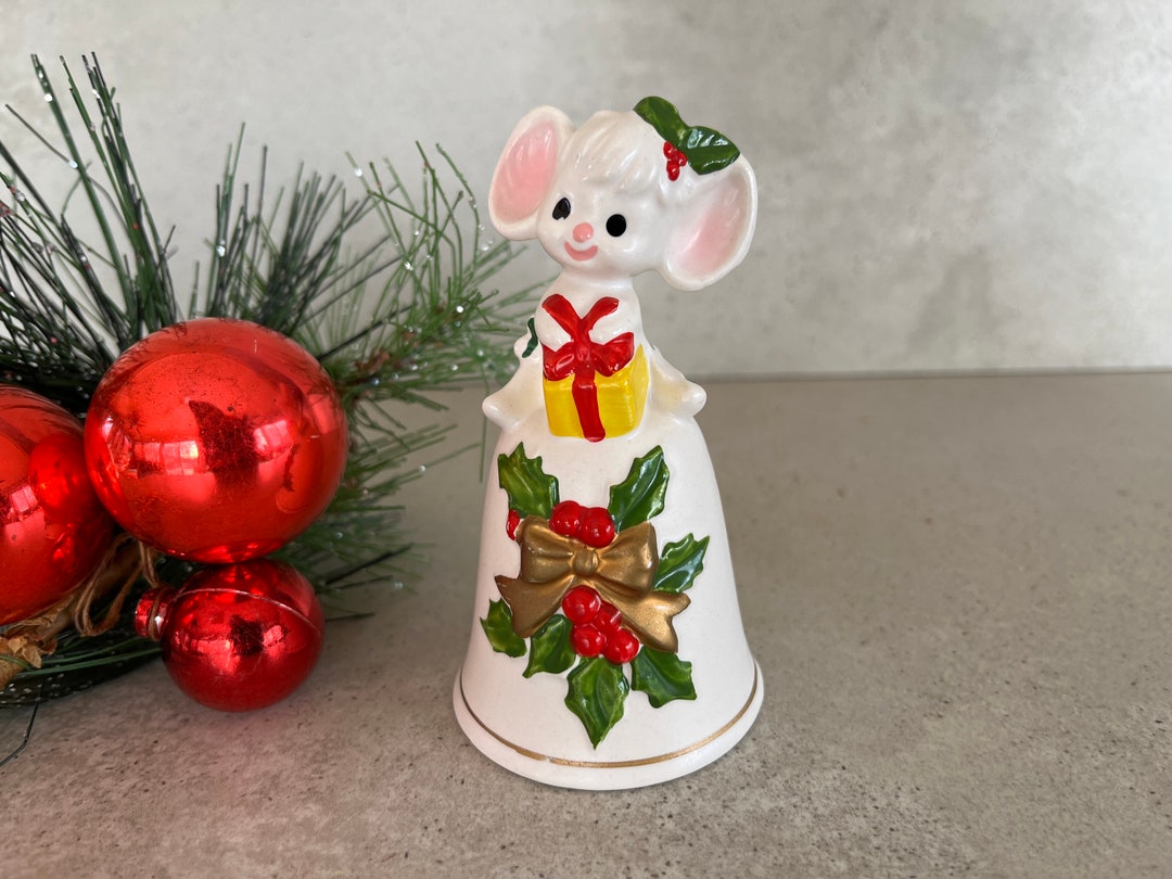 Vintage Napcoware Christmas Mouse Bell 1970’s. Original Tag Inside Bell ...