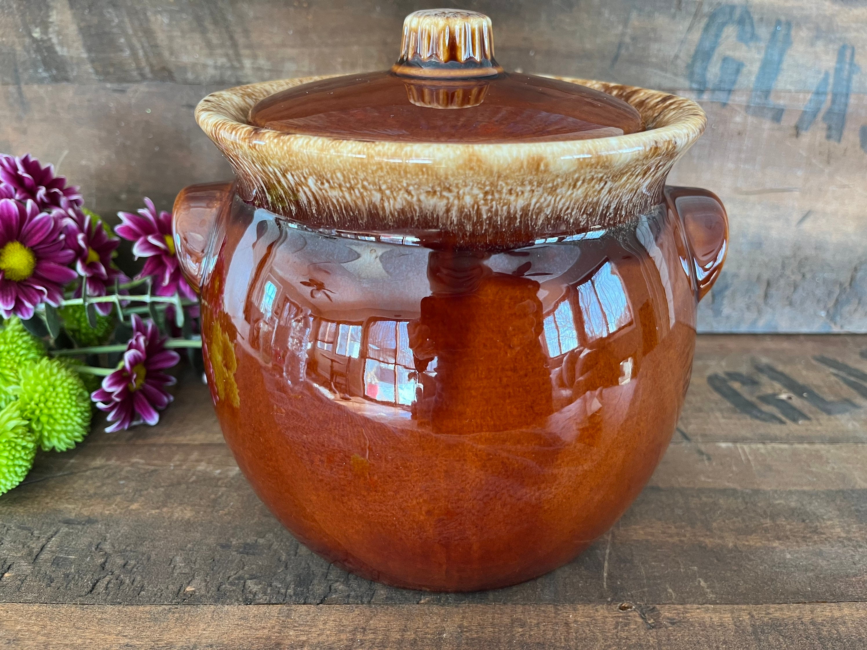 Hull Pottery Covered Bean Pot Brown Drip Glaze. Marked Hull - Etsy