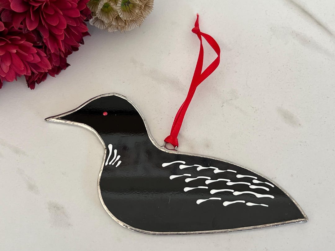 Loon Stained Glass Hand Painted and Hand Made Vintage Miniature Decoy ...