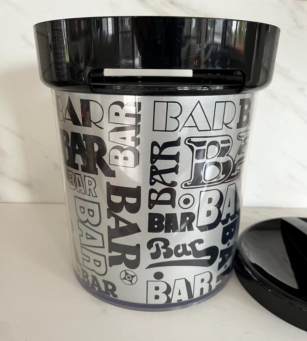 Retro Black and Silver “bar” Thermos Vintage Ice Bucket With Side ...