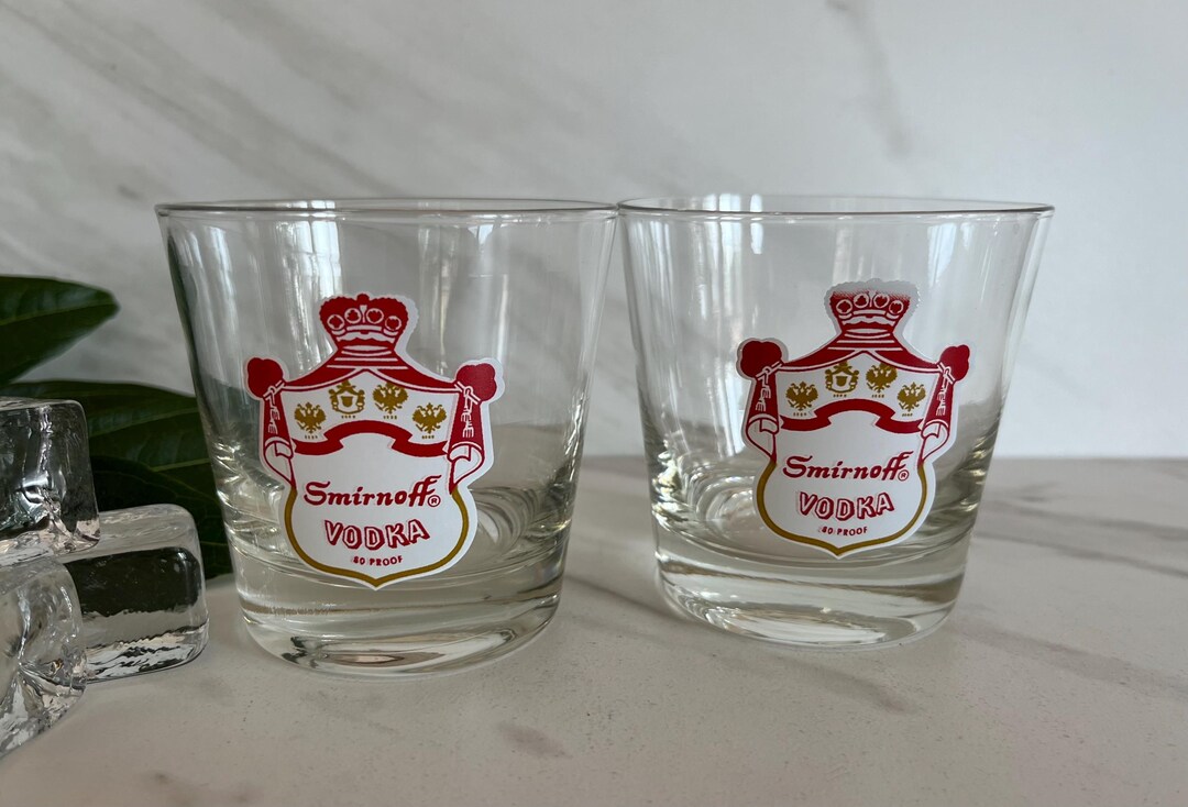 Smirnoff Vodka Vintage Heavy Whiskey Low Ball Rocks Glasses. Souvenir ...