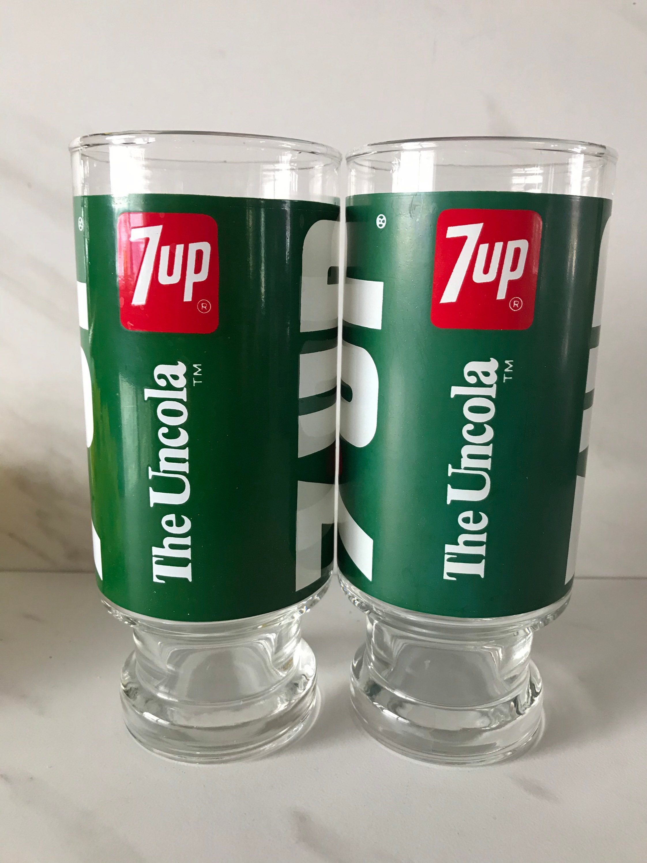 Vintage Footed 7 Up Pop Can Glass 7 Up The UnCola green and | Etsy