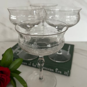 Tiffin Needle Etched Classic Vintage Crystal Coupe Bonnet Cup Sherbet ...