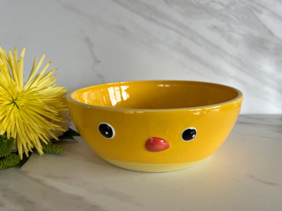 Vintage Ceramic Spring Chick Round Serving Bowl or Decorated Egg Dish ...