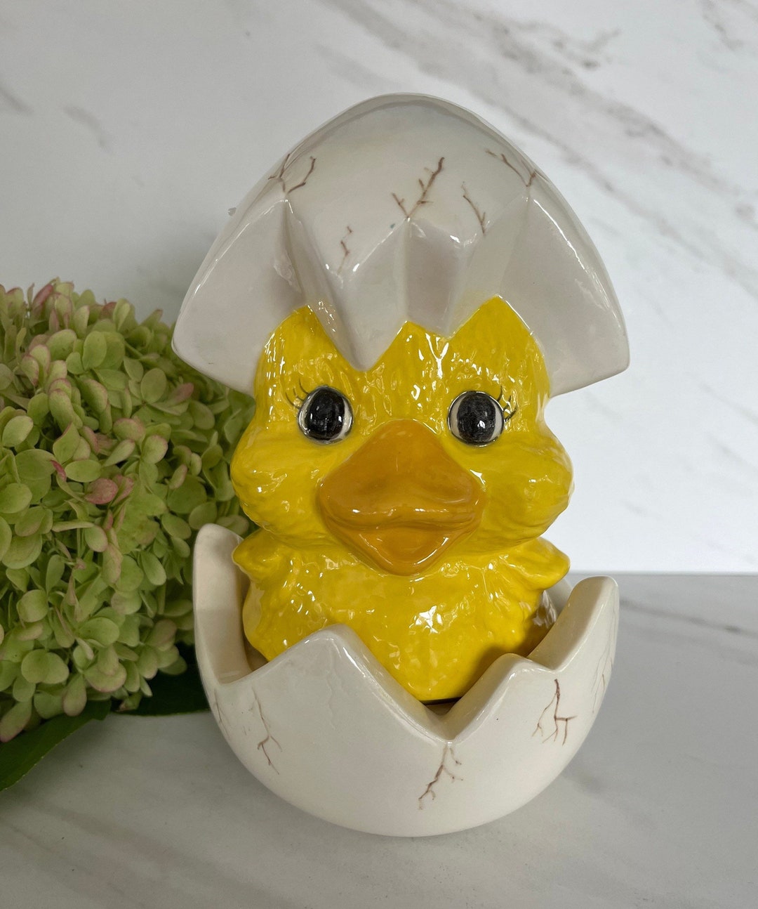 Vintage Ceramic Easter Chick Hand Painted Handmade Jell Bean Candy Dish ...