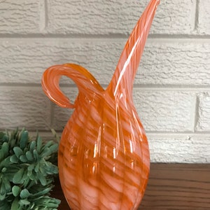Vintage Japanese Hand Blown Art Glass Orange Vase Made in - Etsy