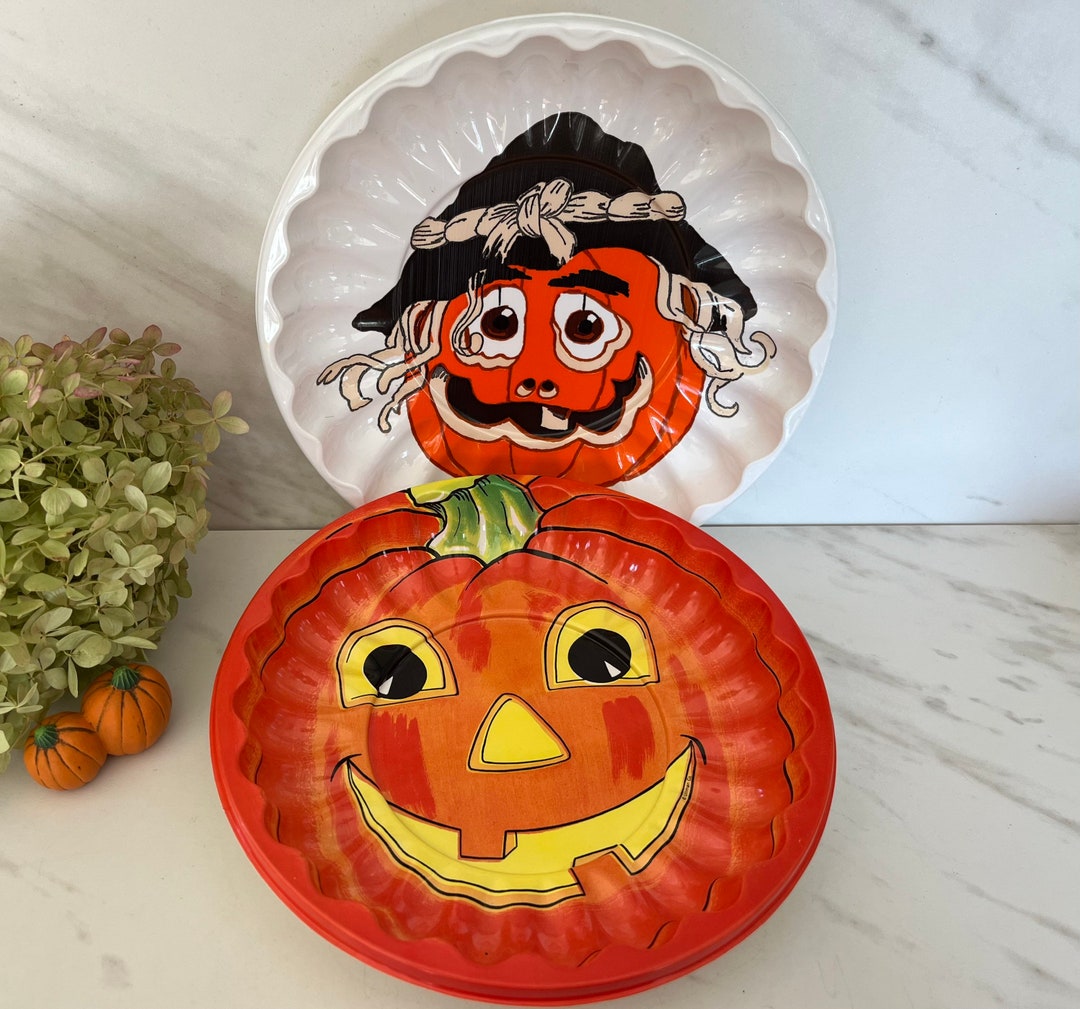 Halloween Vintage Plastic Pumpkin Bowls. Set of Two. Ullman Co. 1980/ ...