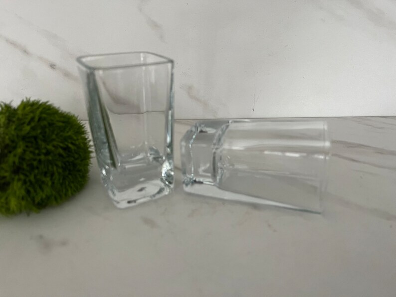 Vintage Whiskey Square Glass Double Shot or Liqueur Glasses Weighted ...