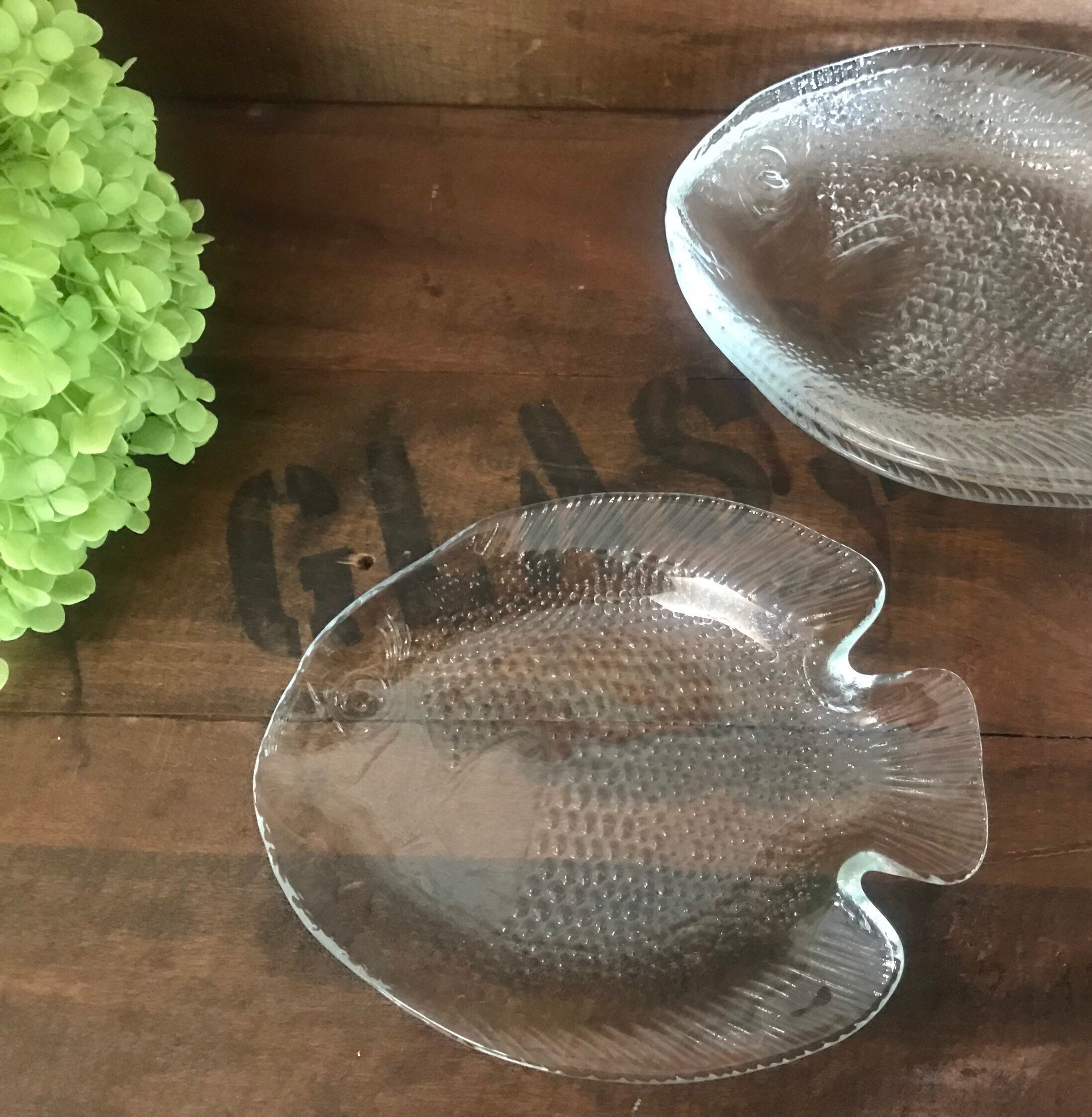Vintage American Glass Clear Glass Fish Shaped Snack Dishes. | Etsy