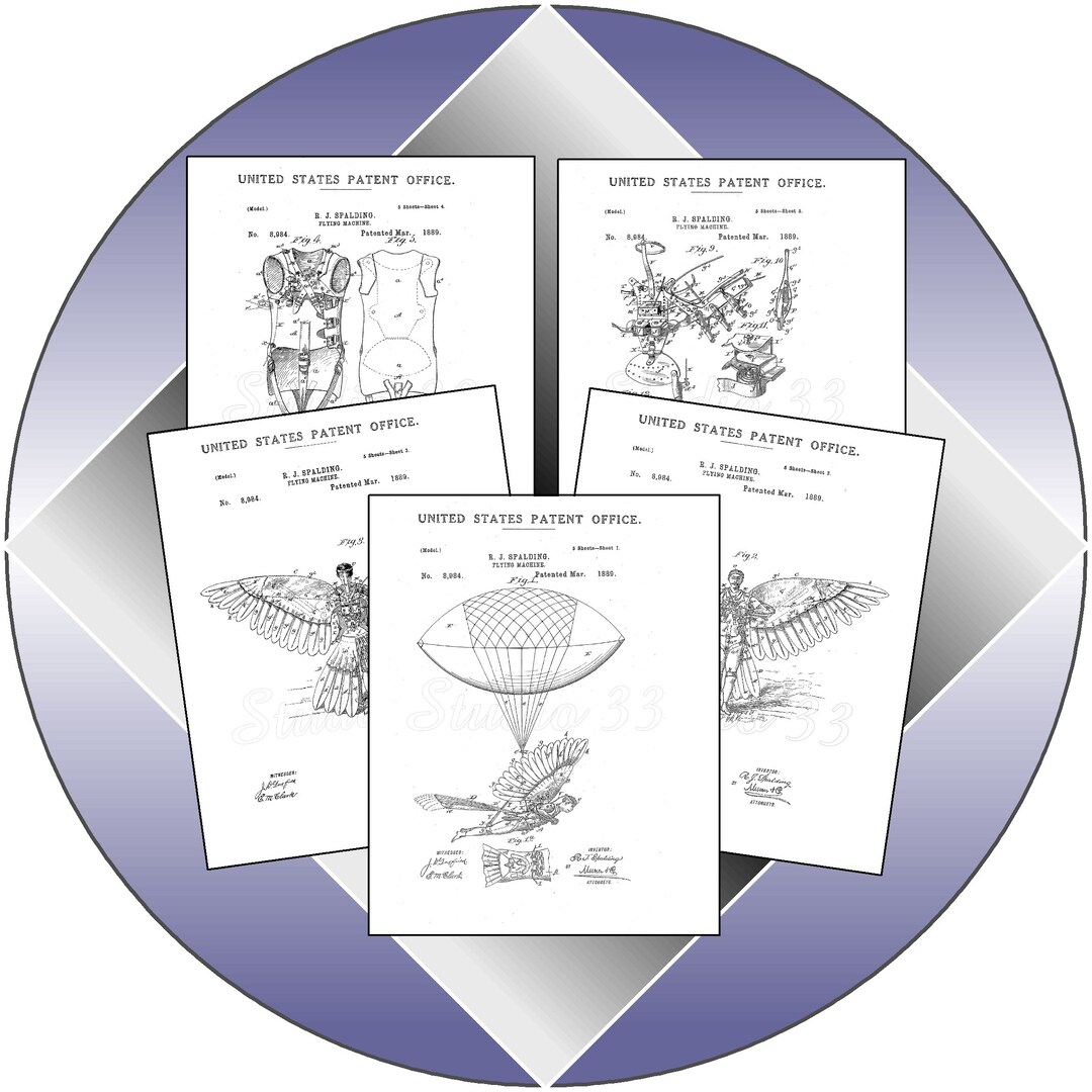 1889 Flying Machine Patent Instant Downloadable Vintage Flying Machine ...