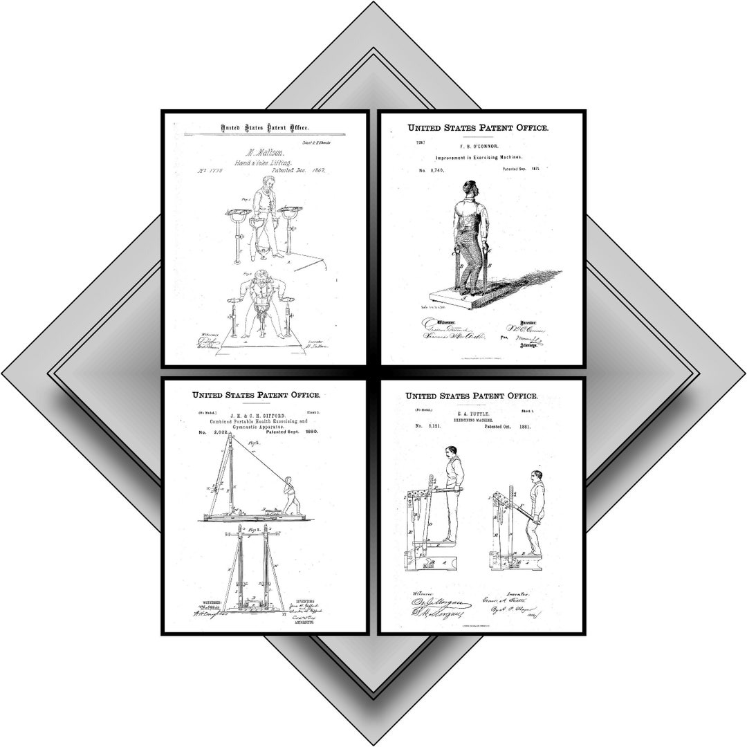 1800s Exercise Equipment - 4 Exercise Equipment Patent Drawings ...