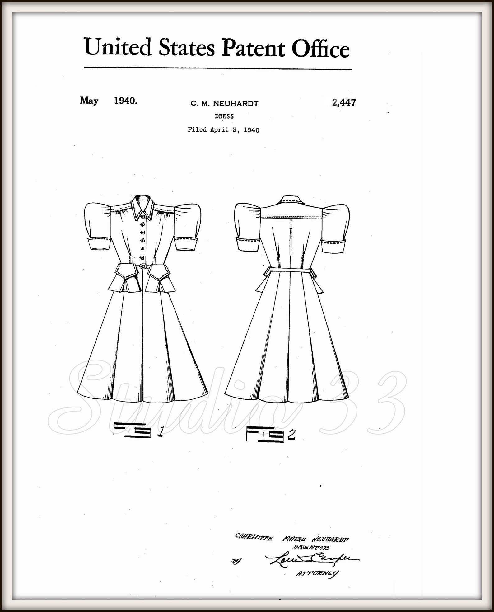 Womens Dress Patents From the 1940s Downloadable Set of 4 Dress Prints ...