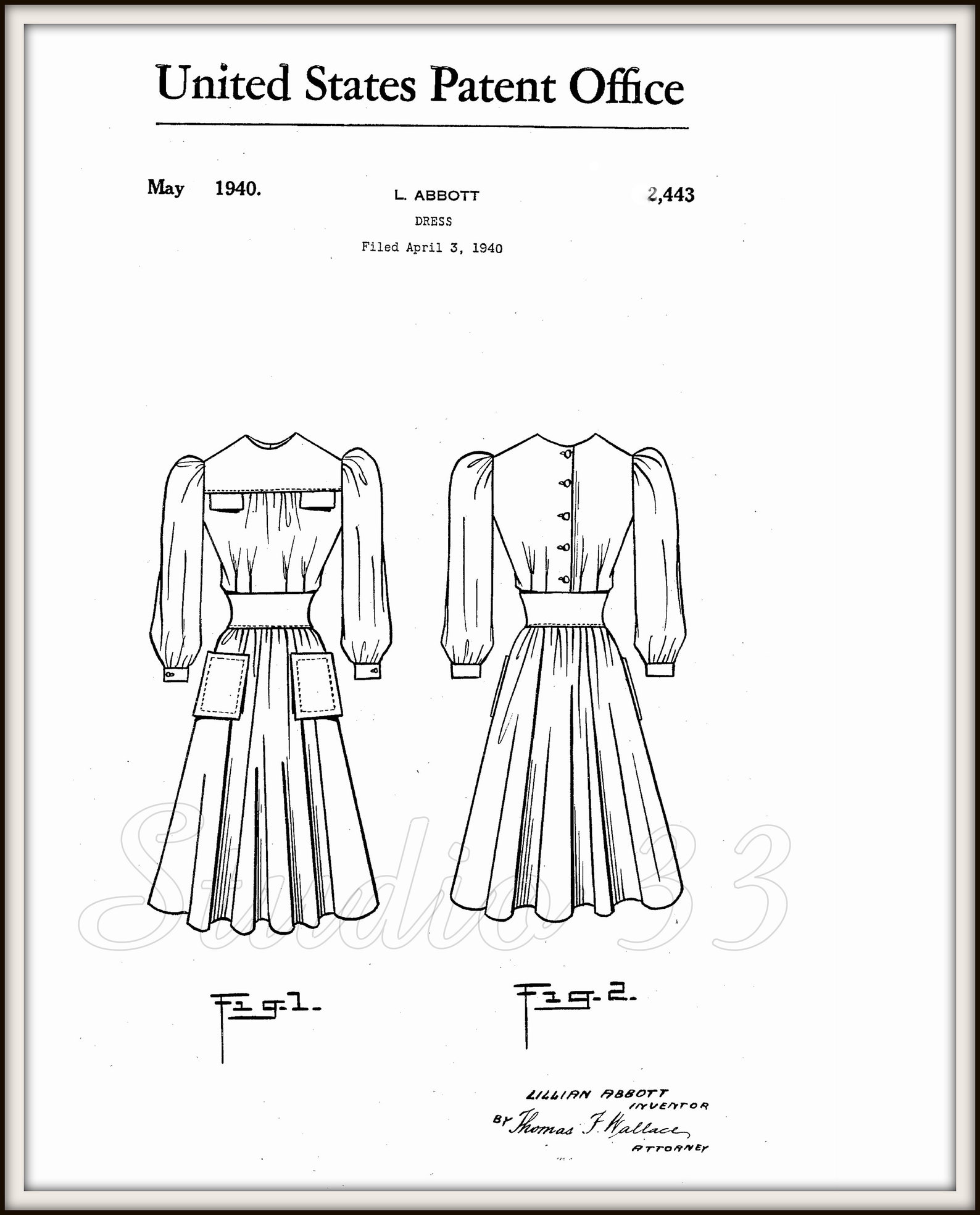 Womens Dress Patents From the 1940s Downloadable Set of 4 Dress Prints ...