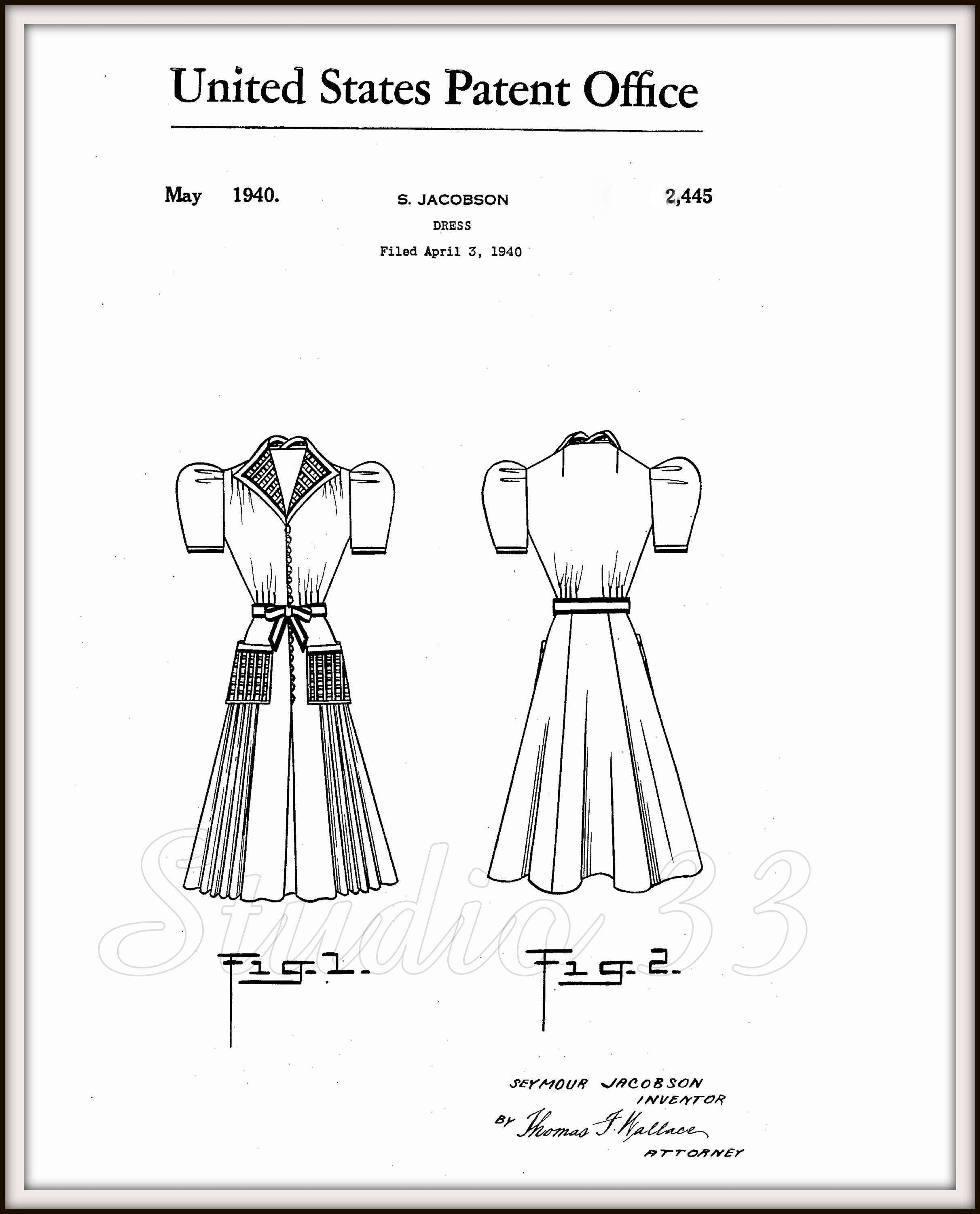 Womens Dress Patents From the 1940s Downloadable Set of 4 Dress Prints ...