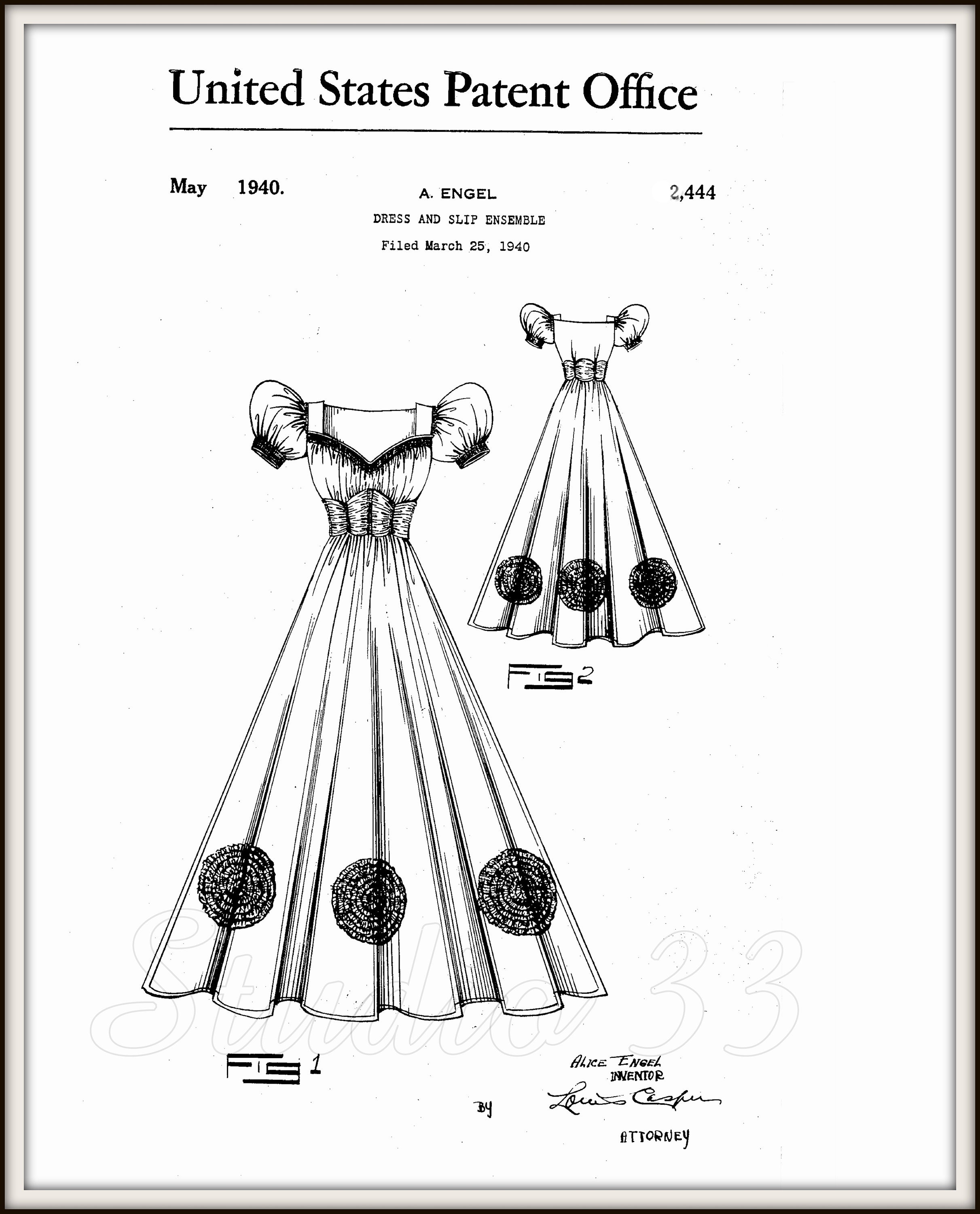 Womens Dress Patents From the 1940s Downloadable Set of 4 Dress Prints ...