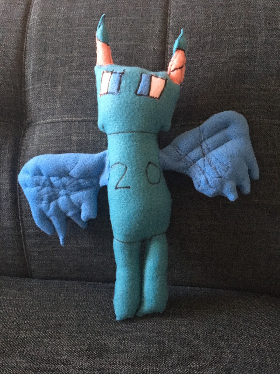 Blue Winged Robot Monster Stuffy/ Kids Artwork/ Turn Artwork Into ...