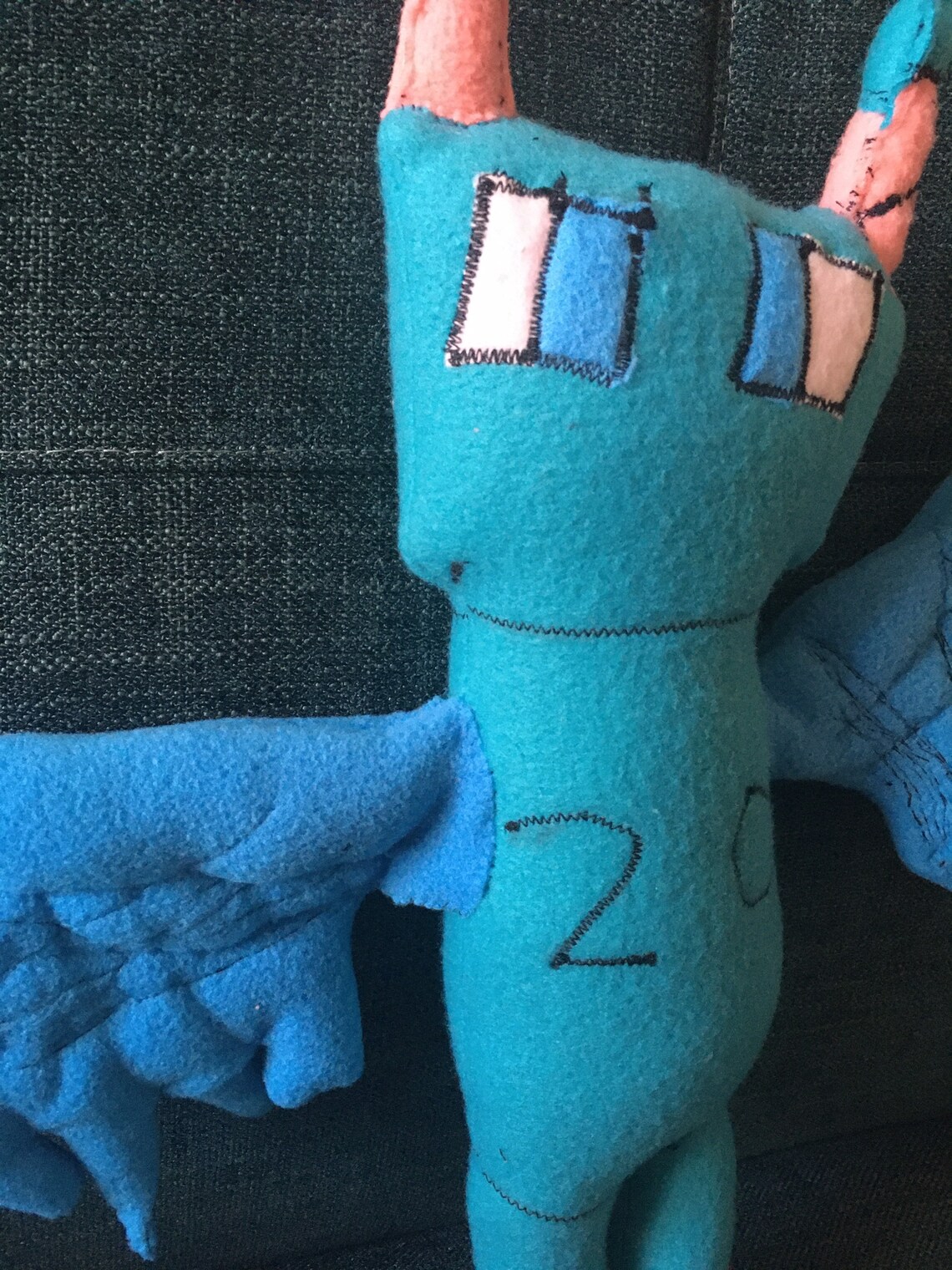 Blue Winged Robot Monster Stuffy/ Kids Artwork/ Turn Artwork | Etsy