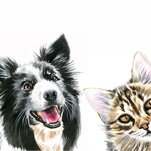 2 PETS PORTRAIT, Multiple Pet Portrait, Portrait From Photo, Custom Dog ...