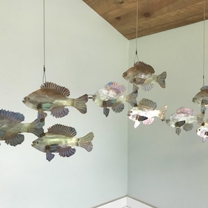 Bluegill School Mobile, Stainless Steel Sculpture, Bluegill Art, Fish ...
