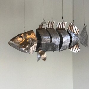 Grouper Fish Mobile, Stainless Steel Sculpture, Kinetic Metal Fish Art ...