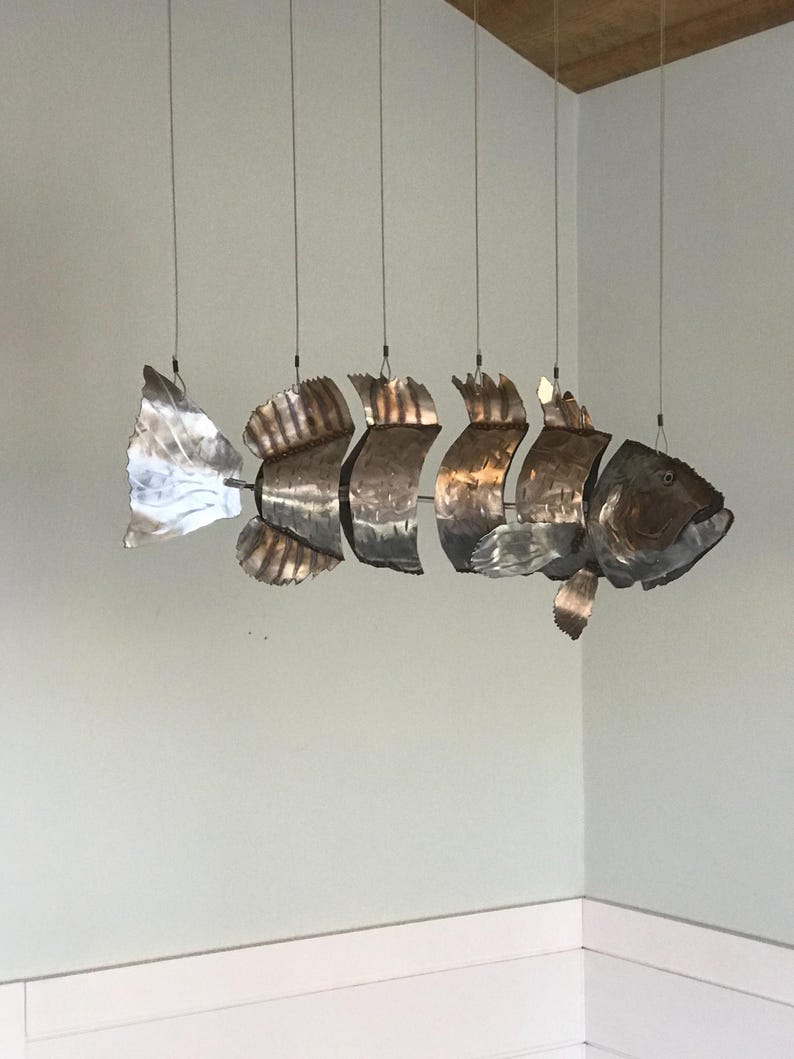 Grouper Fish Mobile, Stainless Steel Sculpture, Kinetic Metal Fish Art ...