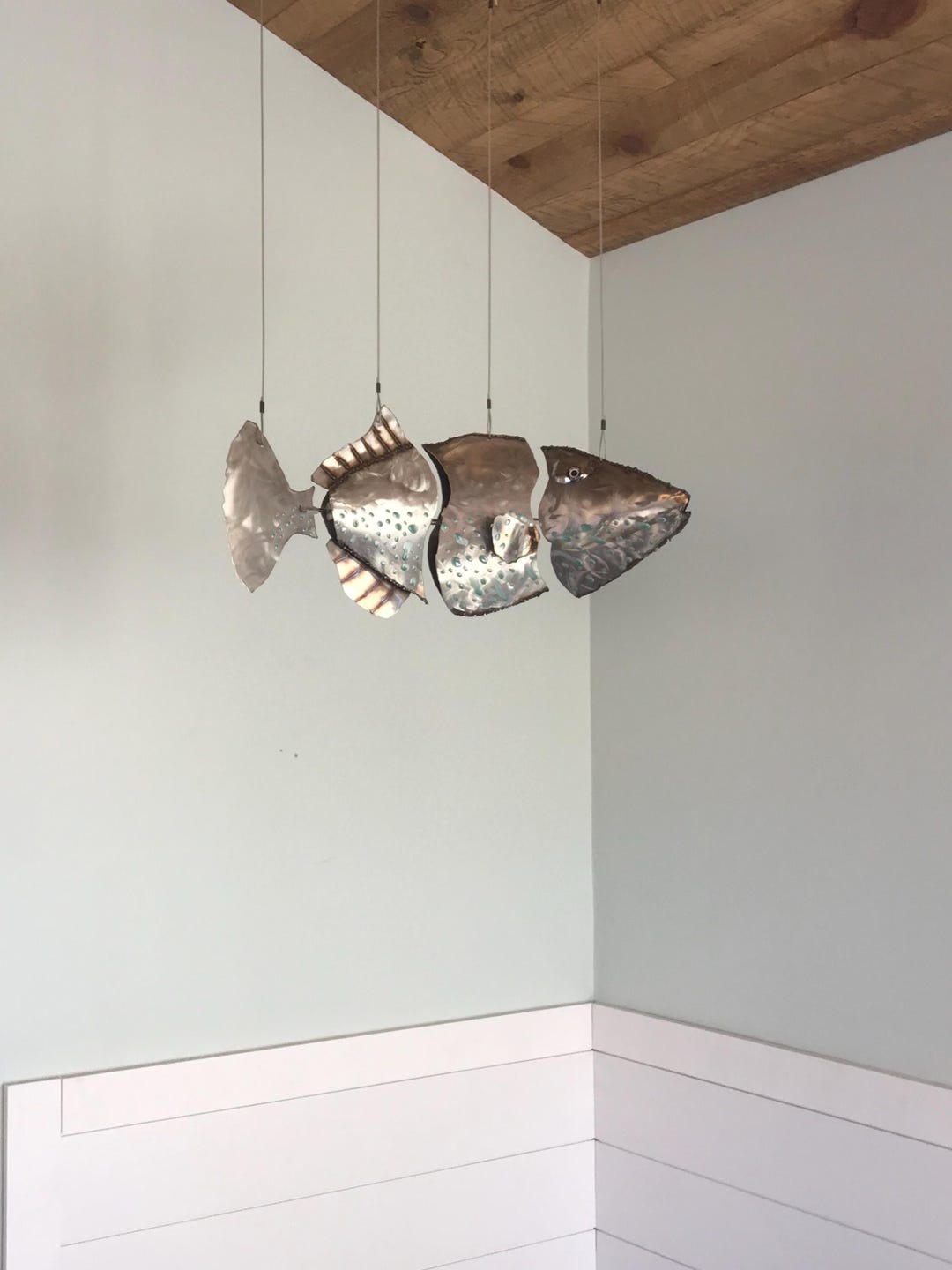 Trigger Fish Mobile, Stainless Steel Sculpture, Kinetic Metal Fish Art ...