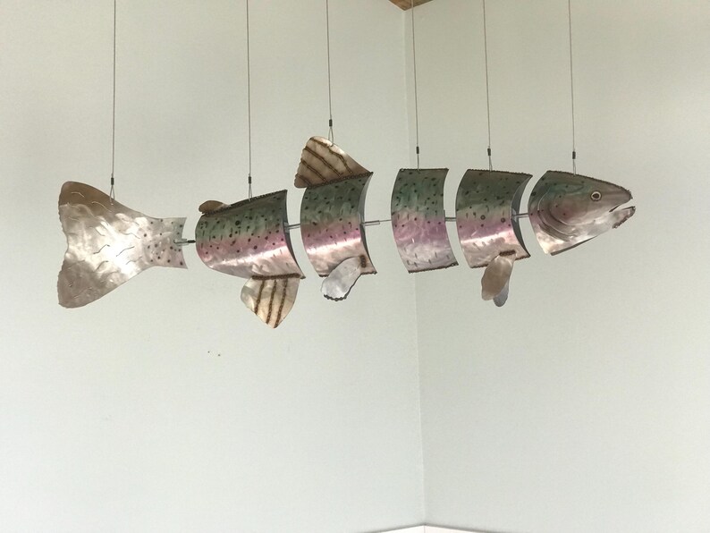 Rainbow Trout Mobile, Stainless Steel Sculpture - Etsy