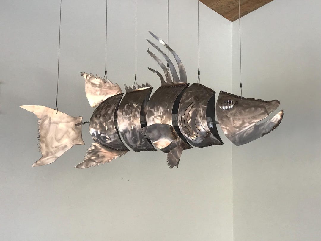 Hogfish Fish Mobile, Stainless Steel Sculpture, Kinetic Metal Fish Art ...