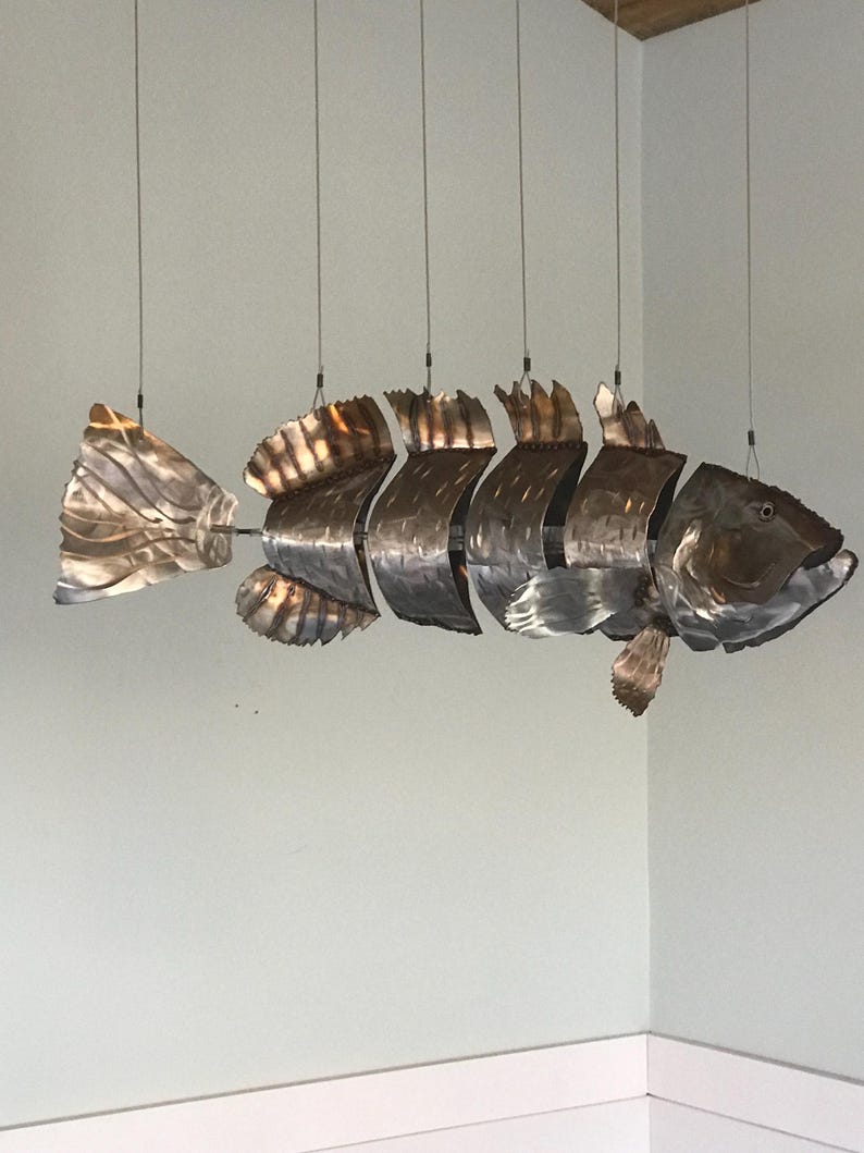 Grouper Fish Mobile, Stainless Steel Sculpture, Kinetic Metal Fish Art ...