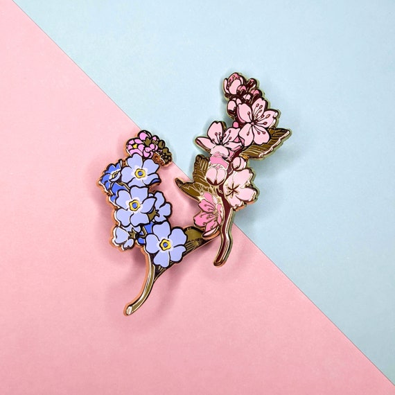 Spring Florals Gold Hard Enamel Pins Etsy