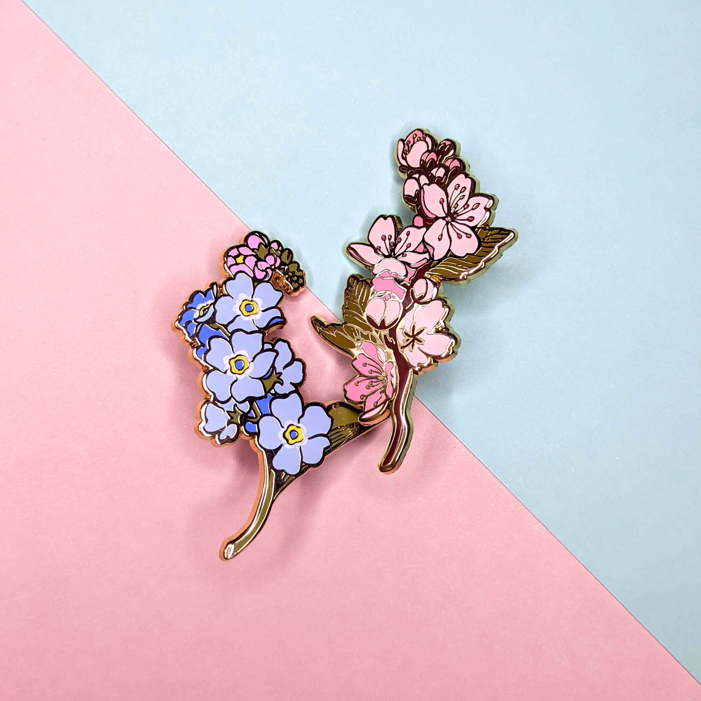 Spring Florals Gold Hard Enamel Pins - Etsy