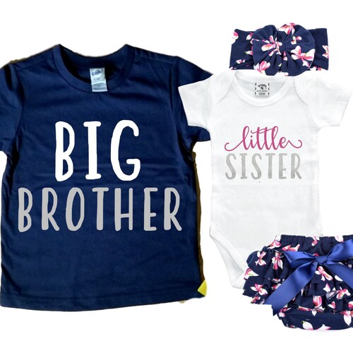 Big Brother/little Sister Matching Sibling Set. Baby Shower - Etsy