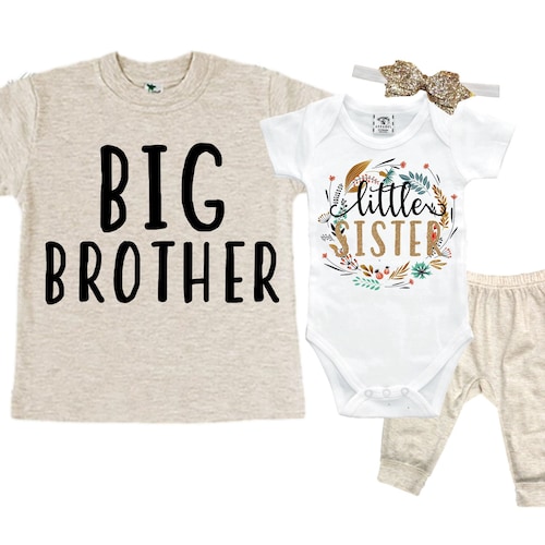 Big Brother/little Sister Matching Sibling Set. Baby Shower - Etsy