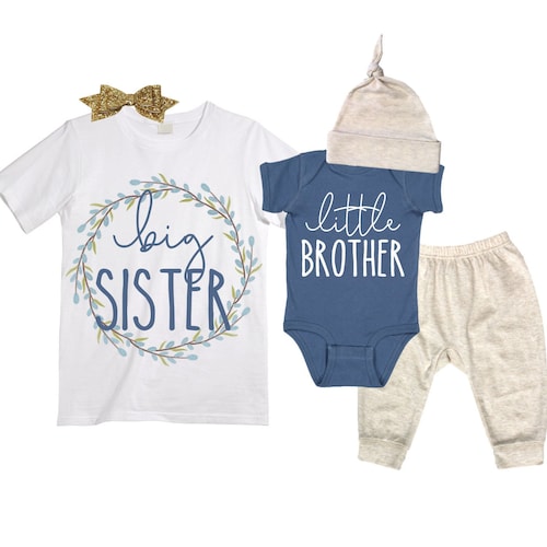 Big Sister/little Brother Matching Sibling Set. Baby Shower - Etsy