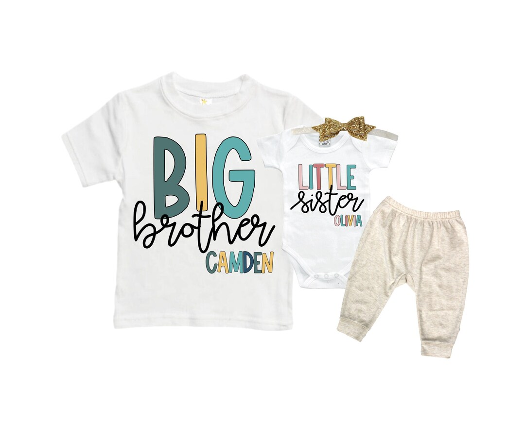 Big Brother/little Sister Matching Sibling Set. Baby Shower Gift. Take ...