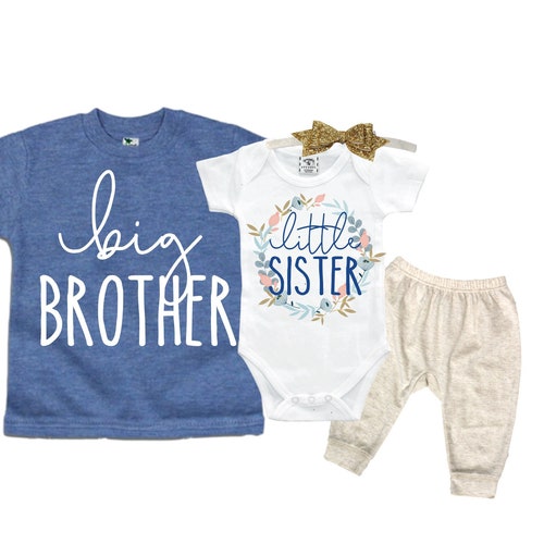 Big Brother/little Sister Matching Sibling Set. Baby Shower - Etsy