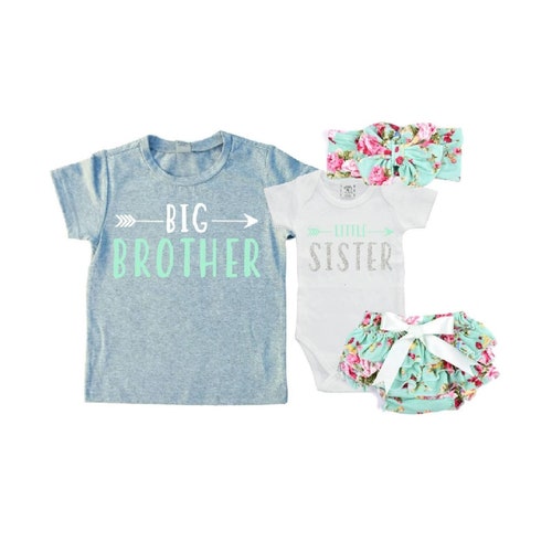 Big Brother Little Sister Outfit Set Baby Shower Gift - Etsy