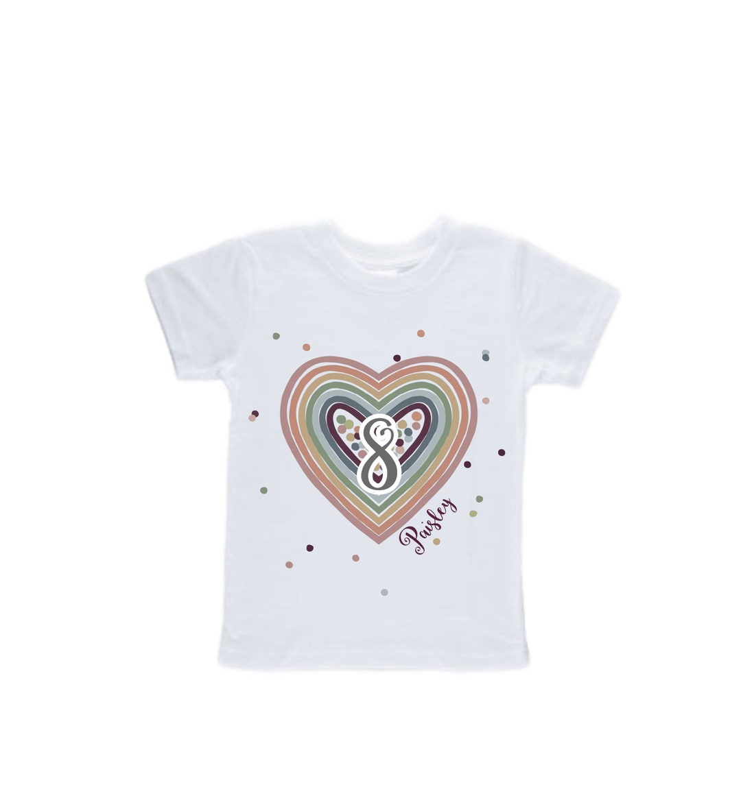 Personalized Rainbow EIGHT Birthday Girl Shirt. Cake Smash Short Sleeve ...