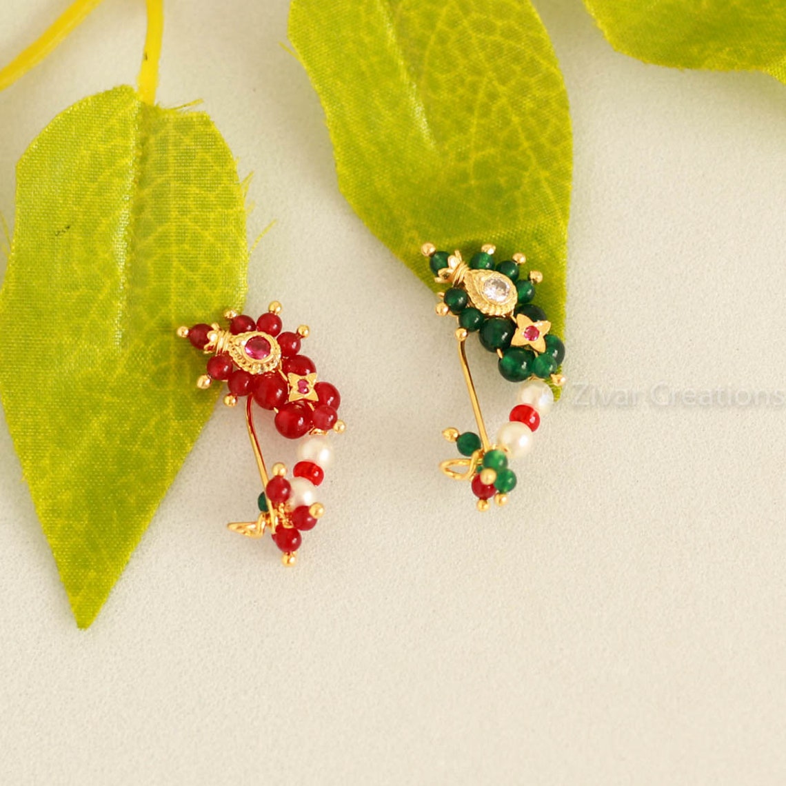 Red Beads Nath Maharashtrian Nath Indian Nath Indian - Etsy