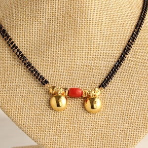 Gold-plated Vati Mangalsutra: Coral Nallapusalu Thali, 28 Inch - Etsy