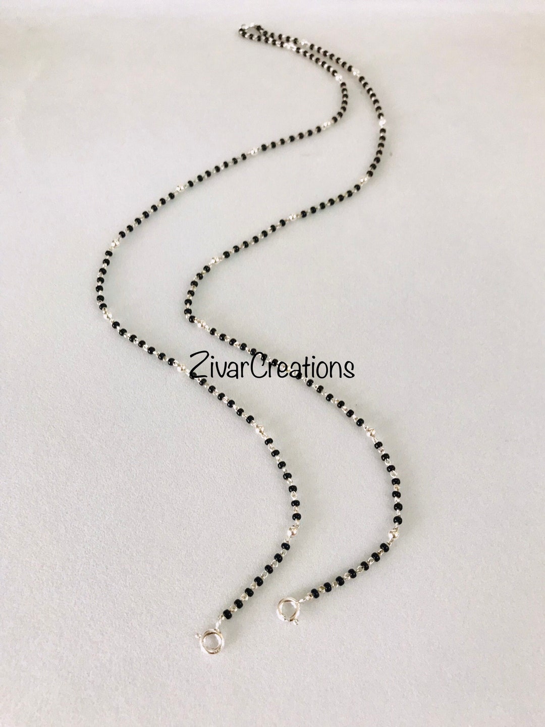 Sterling Silver Mangalsutra Chain: Black Beads Necklace With Changeable ...